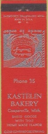 Kastelin Bakery Match Book | Coopersville Area Historical Society